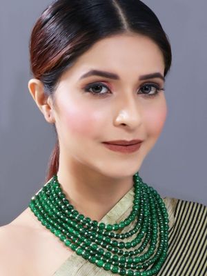 Buy I Jewels Gold Plated Multi Layered Beads Rani Necklace (ML288G) Online