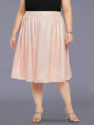 Buy Peach Plus Size Shimmer Curve Skirt Online
