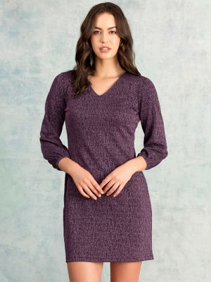 Buy FabAlley Maroon V Neck Shimmer Bodycon Dress Online