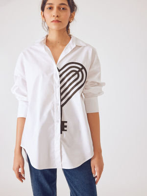 Buy The Label Life White Monogram Key Print Shirt Online