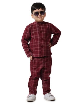 Buy Piccolo Piglet Maroon Jacket with Pant (Set of 2) Online