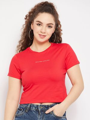 Buy CAMLA Red Solid Round Neck T-Shirt Red Online