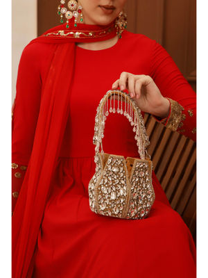 Buy THE TAN CLAN Jhalak Gold Potli Bag with Handle online