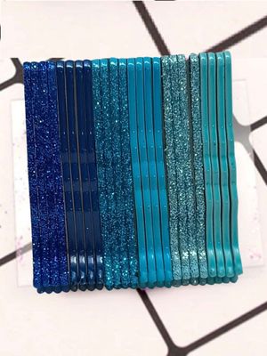 Buy OOMPH Jewellery Blue & Purple Shimmer Metal Bobby Pins (Pack of 24 ...