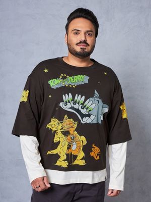 Buy Bewakoof Official Tom & Jerry Men's Tom & Jerry Graphic Oversized ...