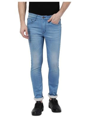 Buy AD By Arvind Solid Blue Mid-rise Men Jeans Online