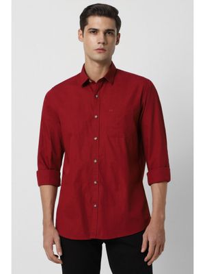 Buy Peter England Men Red Slim Fit Solid Shirt Online