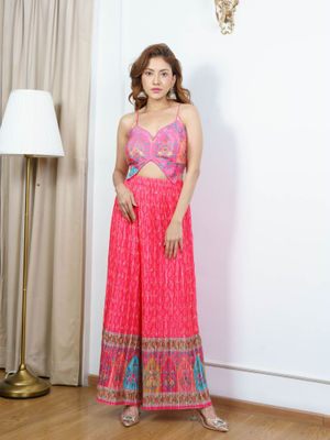Buy NEHA SHARMA LABEL Pink Floral Top with Pant (Set of 2) Online
