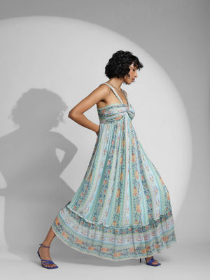 Buy Label Ritu Kumar Halter Neck Printed Long Dress Online