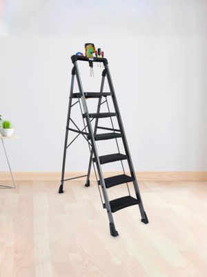 Buy Plantex Heavy-Duty Mild-Steel Hulk Folding 6 Step Ladder With ...
