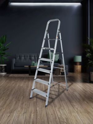 Buy Plantex Big Foot-Wide Fully Aluminum Folding 6 Step Ladder-Black ...