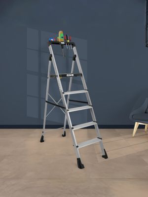 Buy Plantex Thor Aluminum Step Folding Ladder 5 Step-Advanced Locking ...