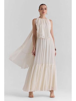 Buy ZABELLA Pearl Ruffled Maxi Dress (S) Online