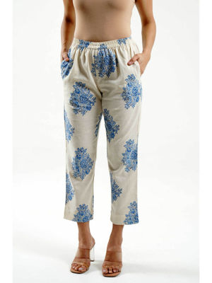 Buy Cyan Blue Cotton Linen Pants (XS) Online