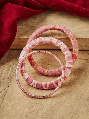 Buy Fabindia Pink Fabric Bangles (Pack of 3) Online