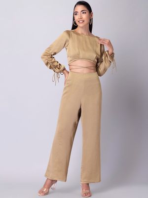 FabAlley Co-Ord Set : Buy FabAlley Gold Midriff Flossing Crop Top and ...