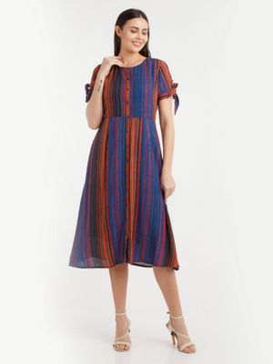 Buy Zink London Womens Multi-color Stripes Midi Dress Online