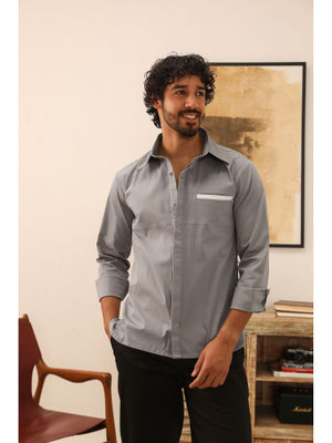 Buy PRIMAL GRAY Grey Organic Cotton Funky Shirt Online