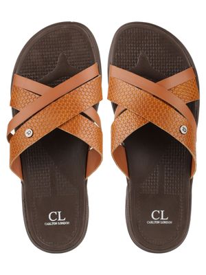 Buy Carlton London Textured Tan Sliders Online