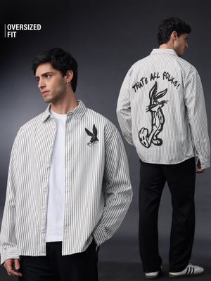 Buy The Souled Store Men White Embroidered Relaxed Shirt (XS) Online