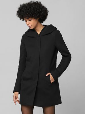 Buy ONLY Women Solid Black Coat (S) Online