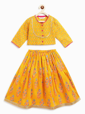 Campana Lehenga Set : Buy Campana Girls Koel Floral Small Booti Yellow ...