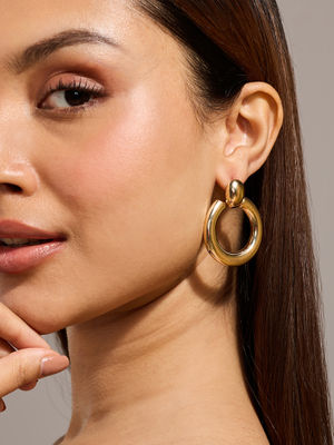 Buy Pipa Bella by Nykaa Fashion Gold Round Statement Drop Earrings Online