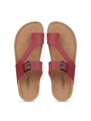 Buy Carlton London Solid Red Sandals Online