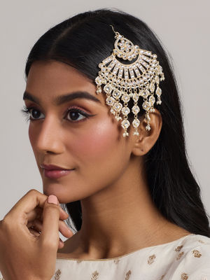 Buy Azai by Nykaa Fashion Gold Kundan Studded Pearl Beads Hanging ...