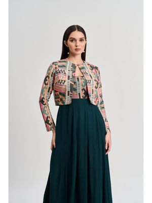 Buy KOSWI Multi Coloured Geometric Print Jacket (XS) Online