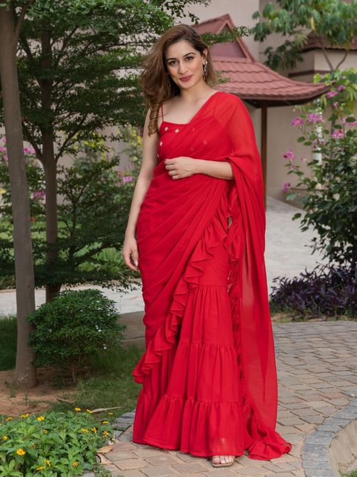 Buy Ruffled Sarees Online Featuring Unique and Trendy Styles In India