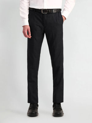 Buy Arrow Mens Charcoal Checks Formal Trouser (28) Online
