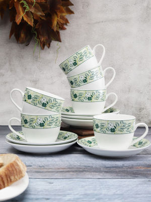 Buy CLAY CRAFT Fine Ceramic Cup and Saucer Set of 12 ( 6 Cups + 6 ...