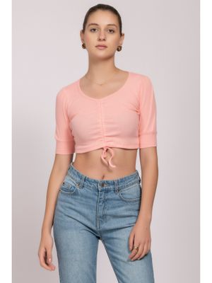 TINTED Crop Tops : Buy TINTED Cotton Rib Slim Fit Peach Crop Top Online ...