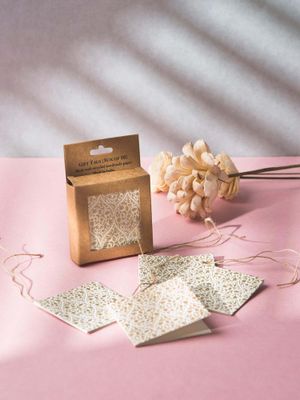 Buy Fabindia Ivory Heer Paper Ogee Gift Tag (Pack Of 10) Online