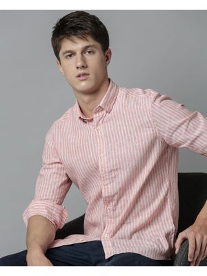 Buy RARE RABBIT Pink Striped Casual Shirts Online