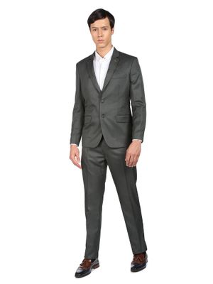 Buy AD By Arvind Men Charcoal Twill Single Breasted Two Piece Suit (Set ...