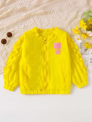 Buy Hopscotch Girls Yellow Cat Applique Full-Sleeve Jacket (2-3 Years ...
