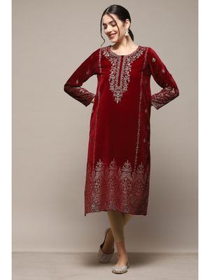 Buy Biba Women Polyester Printed Kurtas - Red Online