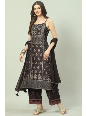 Buy Biba Brown Printed Suit (Set of 3) Online
