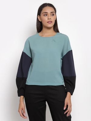 Buy Ayrolane Turquoise Colour Block Top Online