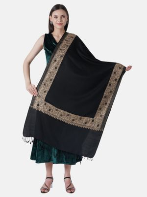Buy MUFFLY Silky Pashmina Fine Wool Nalki Border Embroidered Needle ...