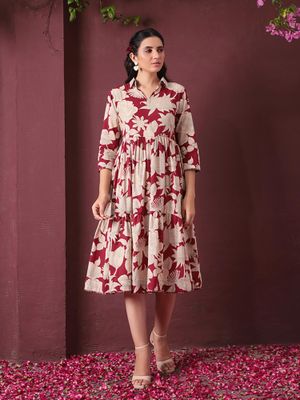 Buy Aravalii Red Botanical Dress (S) Online