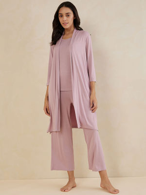 Femmella Co-Ord Set : Buy Femmella Pink Jersey Three Piece Loungewear ...