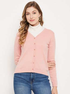 Buy Madame Solid Peach Cardigan online