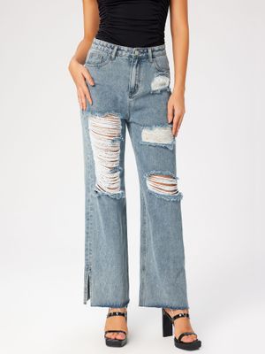 Buy Cider Denim Ripped Wide Leg Jeans Online