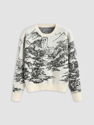 Buy Cider Landscape Pattern Sweater Online