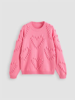 Buy Cider Heart Pattern Textured Sweater Online