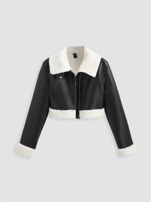 Buy Cider Faux Shearling Collar Crop Jacket (M) online
