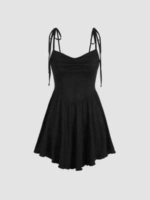 Buy Cider Cowl Neck Corset Knotted Ruffle Mini Dress Online